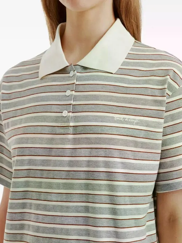 TOUT A COUP Striped Short-sleeve Polo Shirt