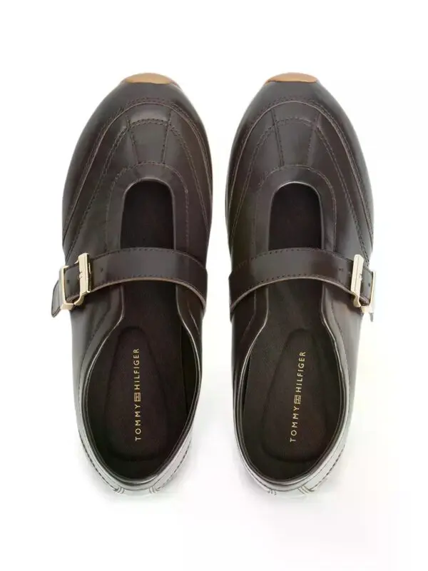 Tommy Hilfiger Buckle-fastening Leather Sneakers - Brown