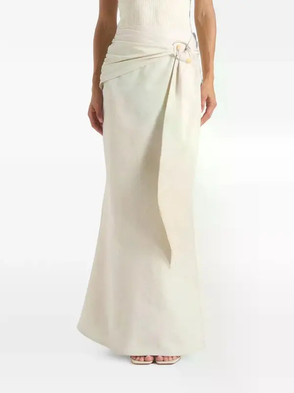 Manière De Voir Manière De Voir Natural Linen Asymmetric Wrap Maxi Skirt - Neutrals
