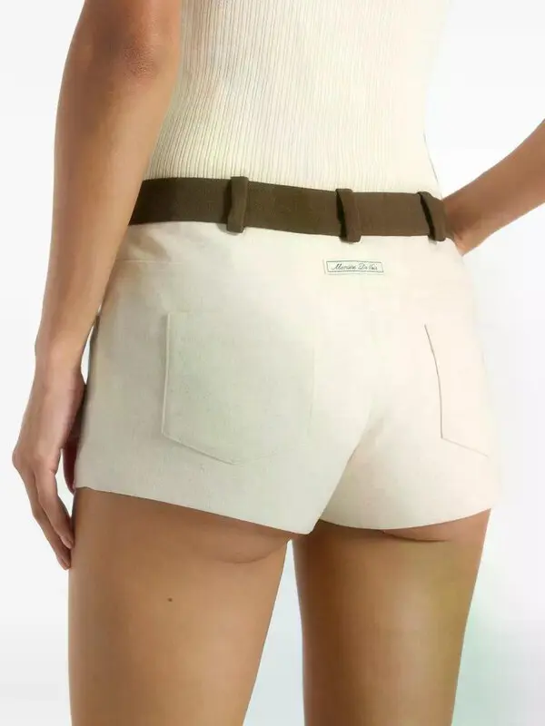 Manière De Voir Verity Contrast Waist Linen Mini Shorts - Neutrals