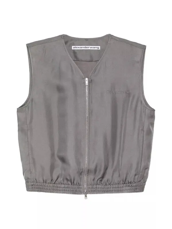 Alexander Wang Zip-up Silk Vest Top - Grey