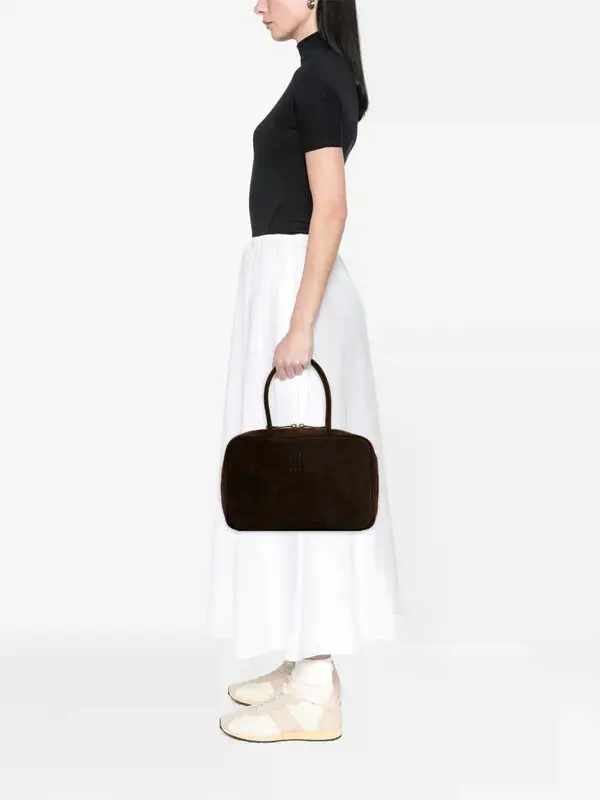 Miu Miu Large Suede Logo Beau Shoulder Bag