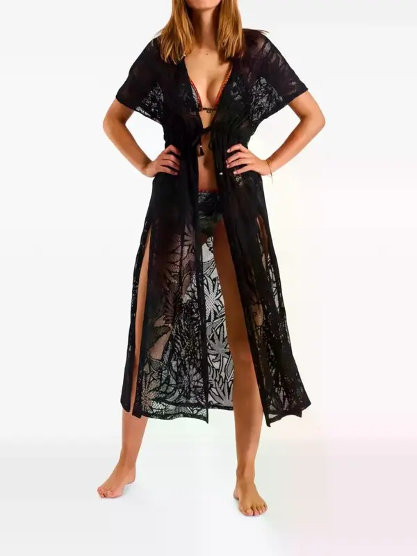 BANANA MOON Elvie Cocobeach Lace-knit Kimono - Black