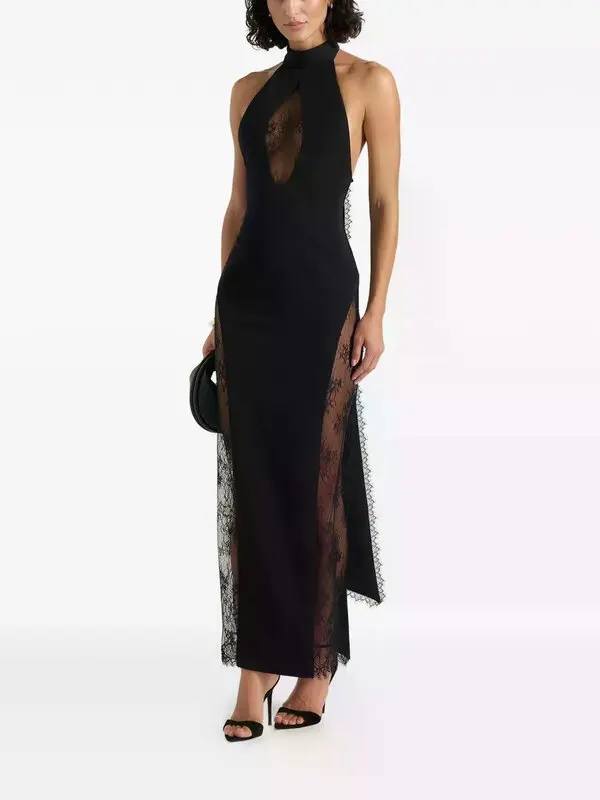 Manière De Voir Contour Lace Halter Maxi Dress - Black