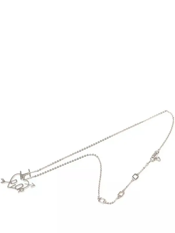 Dior I Love " Brass Pendant Necklace - Silver