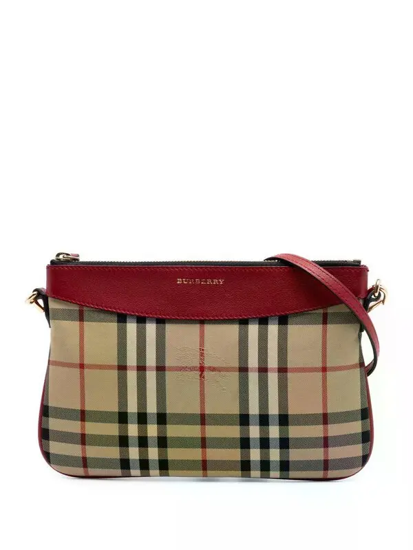 Burberry Peyton Haymarket Check Canvas Crossbody Bag - Red