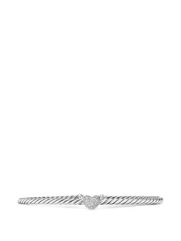 David Yurman Cable Flex Diamond Heart Bracelet - Silver
