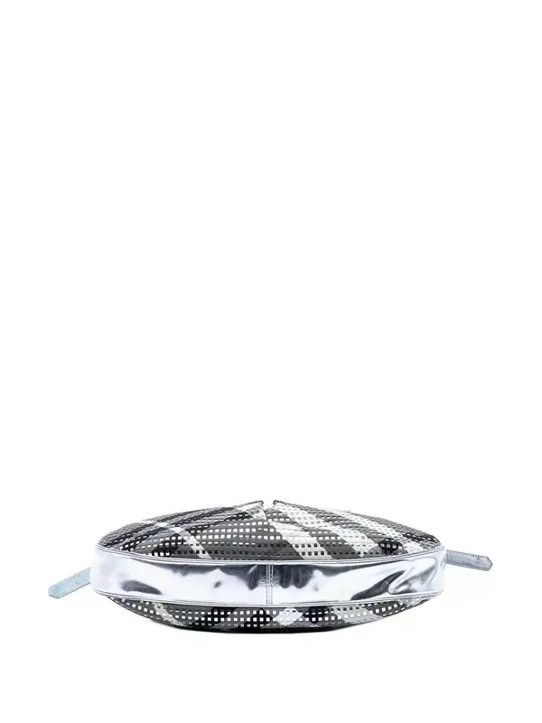 Burberry Metallic Patent And Check Nylon Hobo Bag - Grey