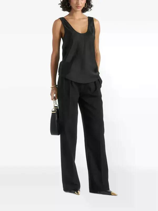 Manière De Voir Mathilda Satin Scoop-neck Open-back Tank Top - Black
