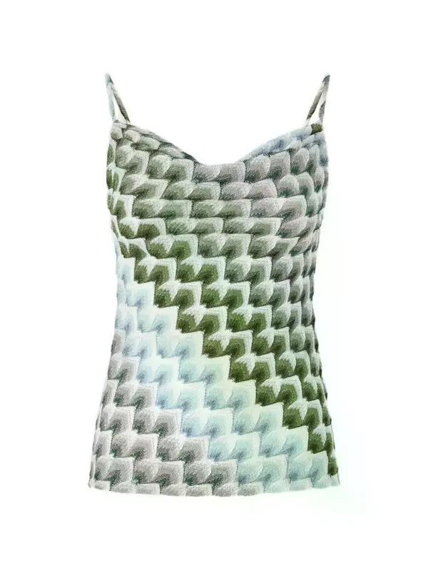 Missoni Geometric Pattern Knit Top - Green