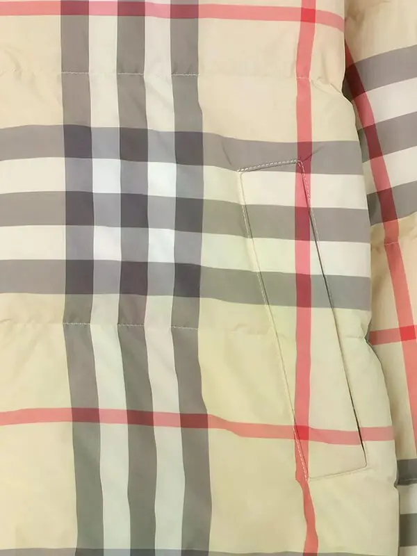 Burberry Down Puffer Jacket With Check Detail
