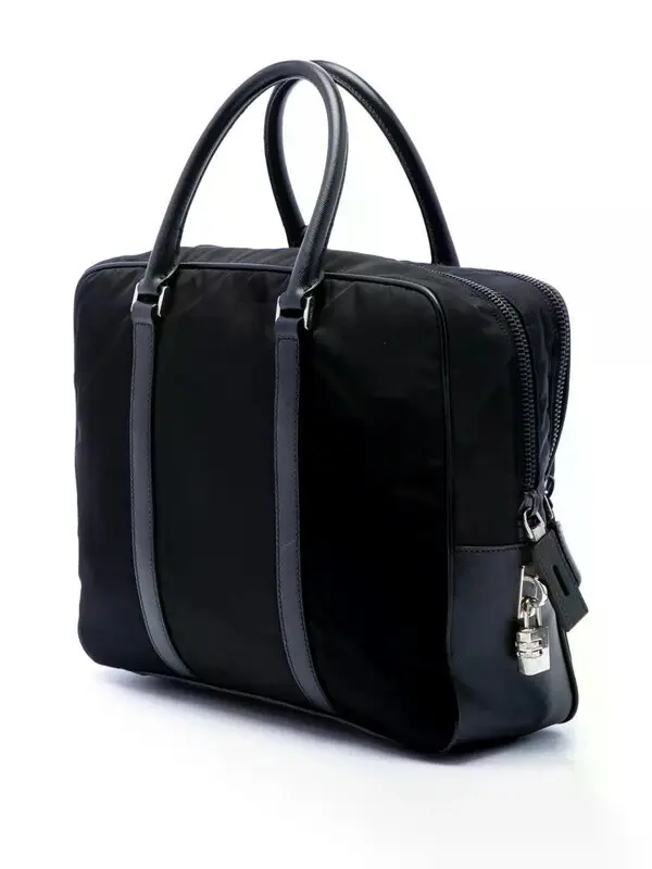 Prada Saffiano Trimmed Tessuto Business Bag