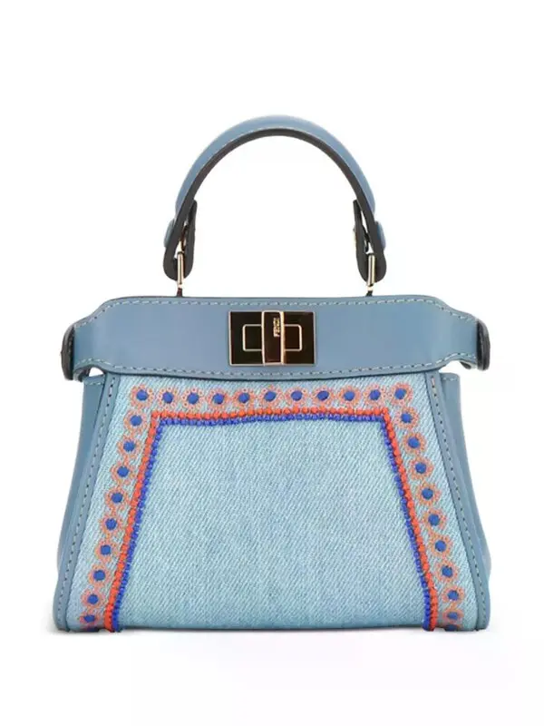 Fendi Nano Peekaboo Embroidered Tote Bag