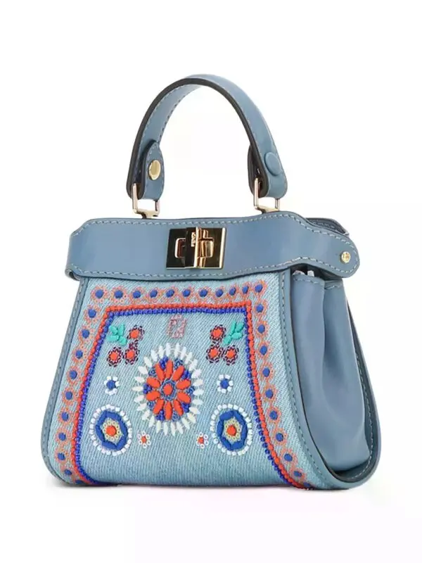 Fendi Nano Peekaboo Embroidered Tote Bag