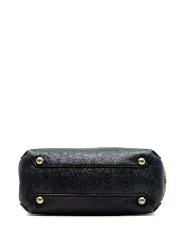Burberry Small Derby Calfskin And House Check Banner Satchel - Black