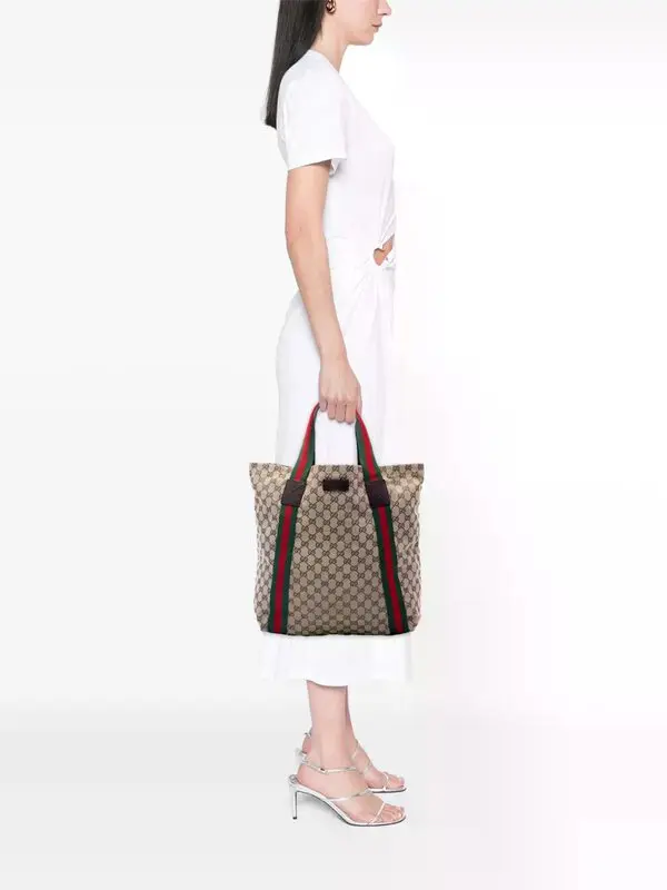 Gucci Gg Canvas Web Tote Bag