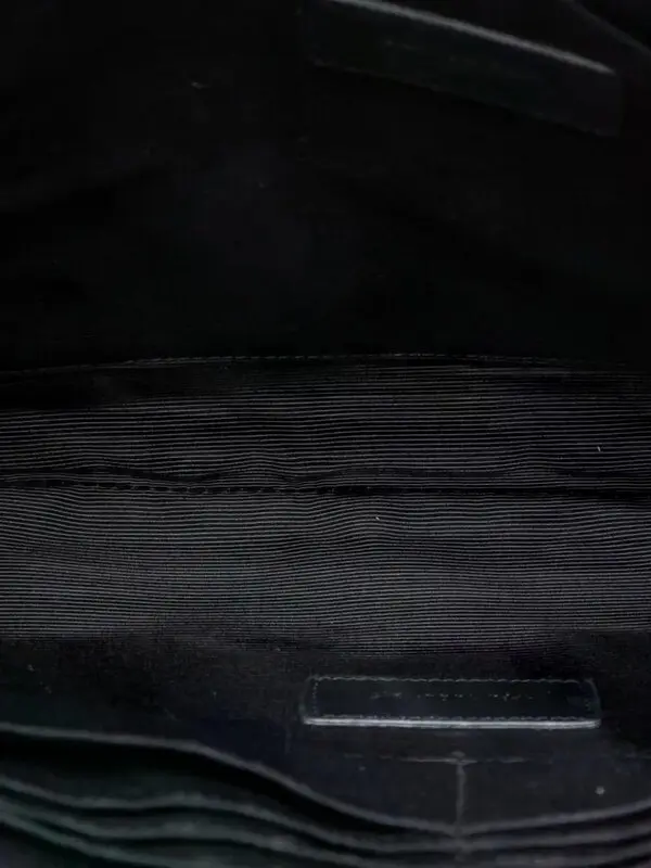 Saint Laurent 2015 Chevron Calfskin Monogram Zip Pouch Clutch Bag - Black