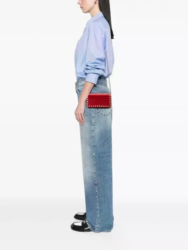 Valentino Garavani Rockstud Chain Flap Crossbody Bag - Red