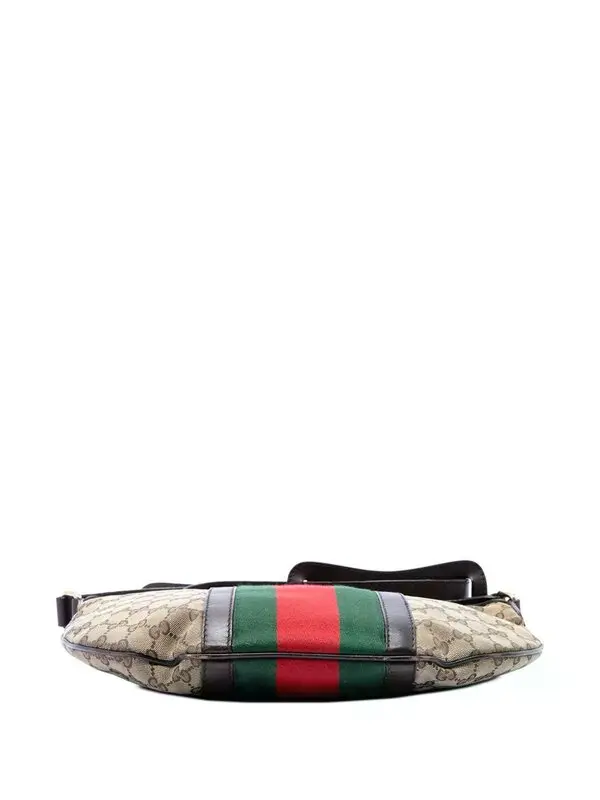Gucci Medium Gg Canvas Web Half Moon Crossbody Bag