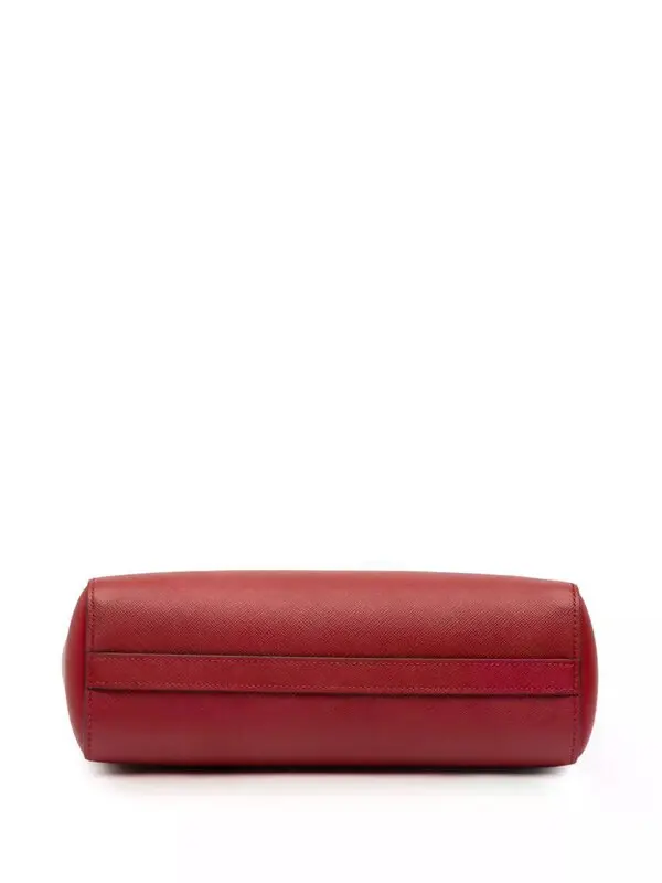 Prada Soft Calf Trimmed Saffiano Lux Zip Convertible Tote Satchel - Red