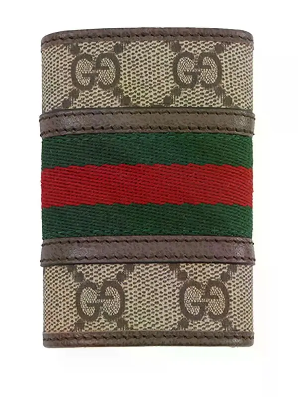 Gucci 2016-2026 Gg Supreme Web Ophidia Case Key Holder - Neutrals