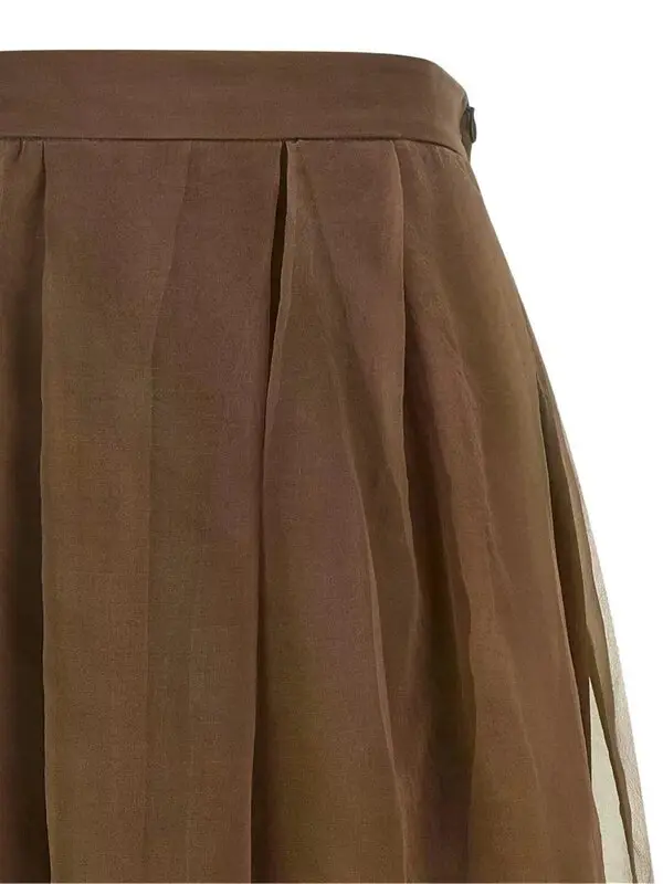 Brunello Cucinelli Circle Pleated Silk Midi Skirt