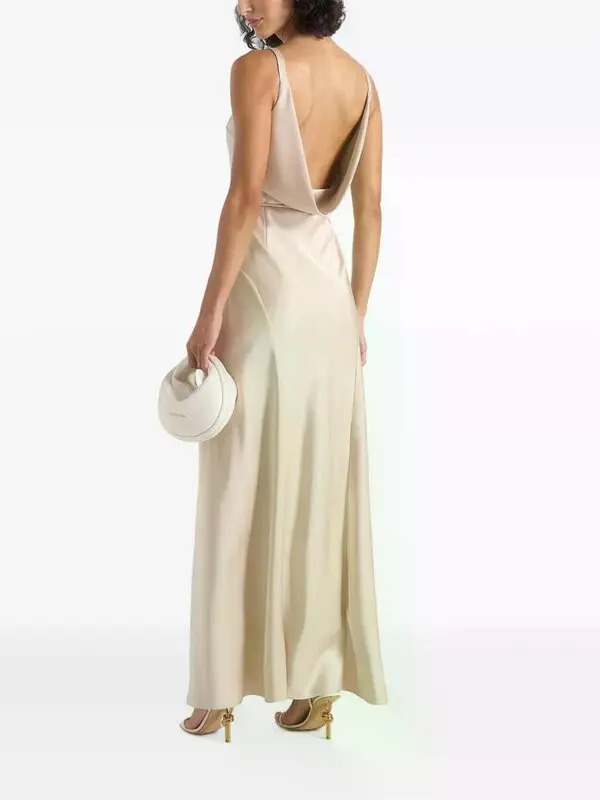 Manière De Voir Saffron Satin Belted Maxi Dress