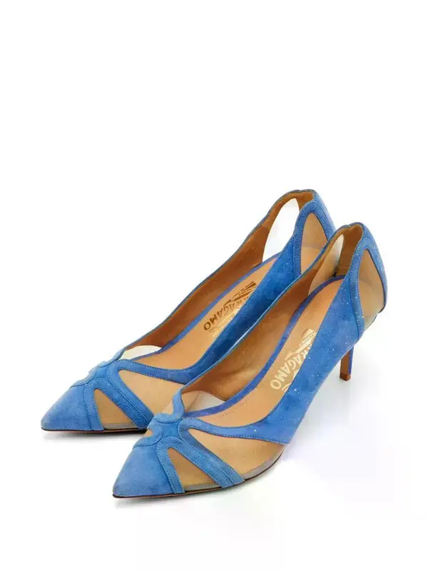 FERRAGAMO Mesh Suede-panelled Pumps