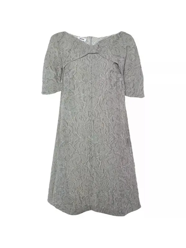 Moschino Floral Jacquard Bow-detail Shift Dress - Grey