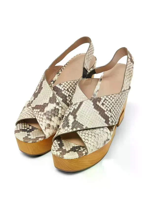 Tory Burch Python-embossed Cork Wedge Sandals
