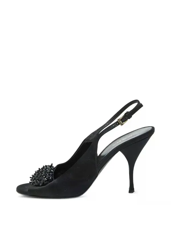 Prada Embellished Slingback Stiletto Pumps - Black