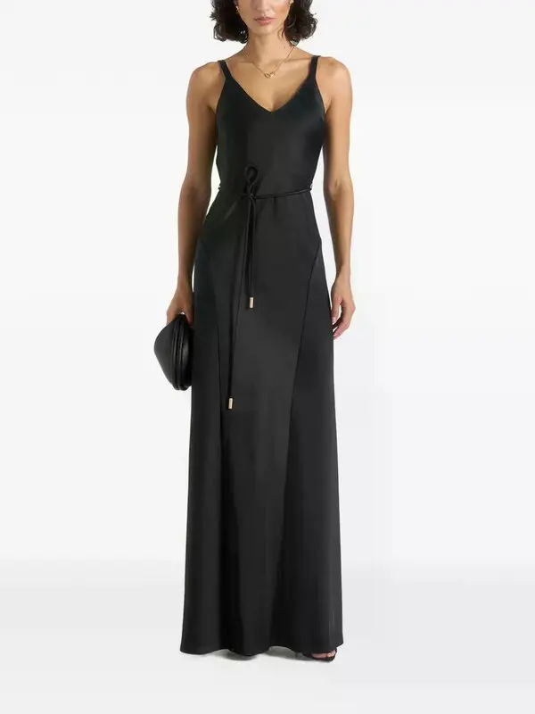 Manière De Voir Manier De Voir Saffron Satin Belted Maxi Dress