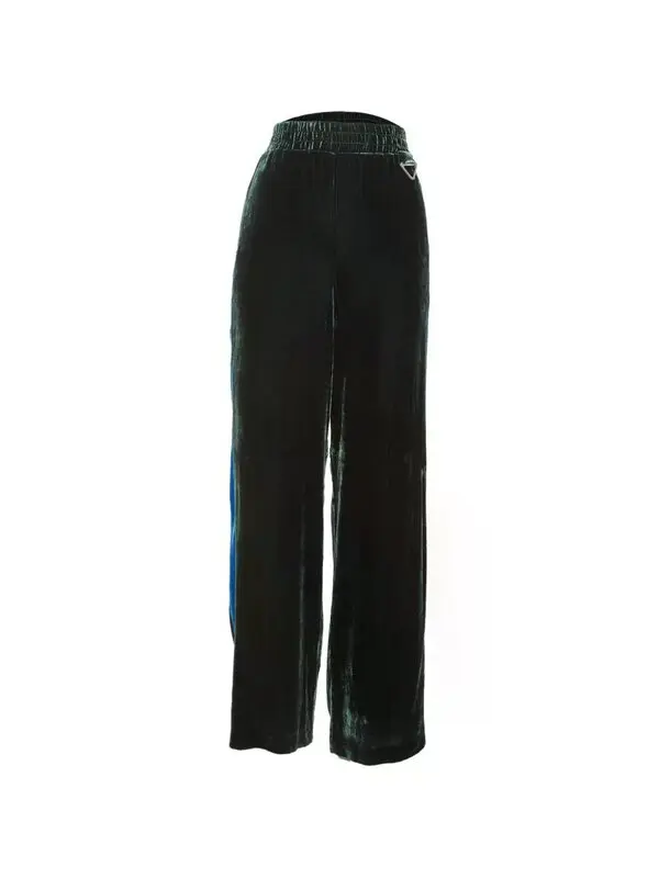 DION LEE Velvet Side-stripe Trousers - Green