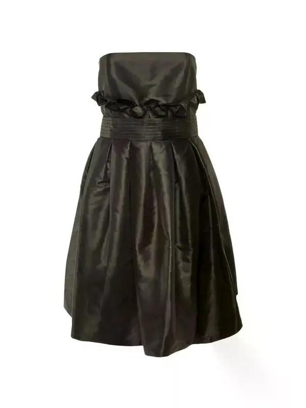Fendi Faille Strapless Ruffled Dress - Black