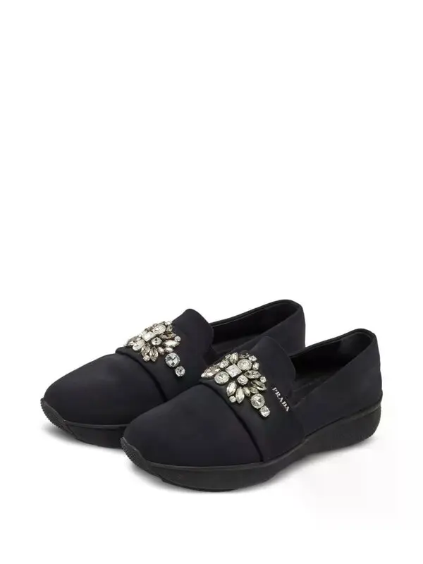 Prada Crystal Embellished Slip-on Sneakers