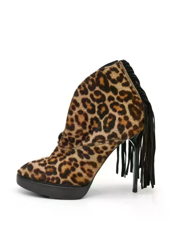 Burberry Leopard-print Fringe Ankle Boots - Neutrals