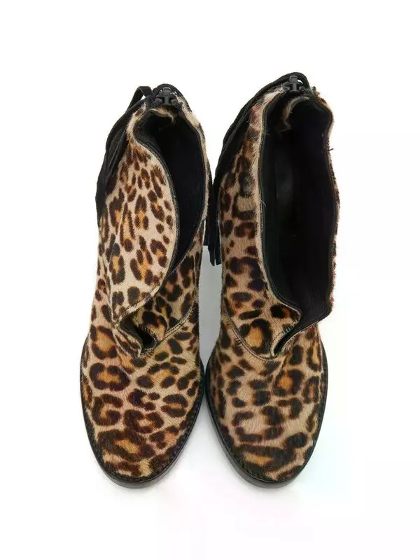 Burberry Leopard-print Fringe Ankle Boots