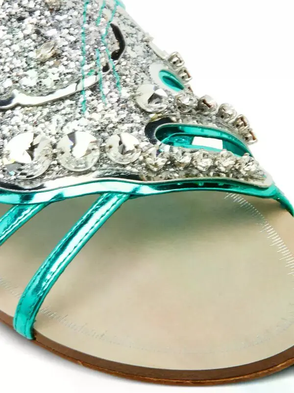 Miu Miu Embellished Flat Sandals - Silver