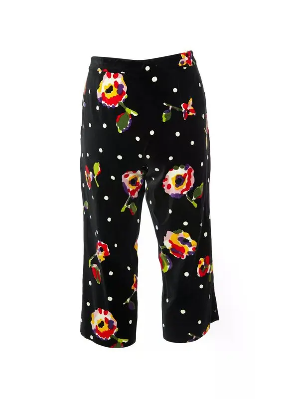 Moschino Velvet Floral Print Cropped Trousers