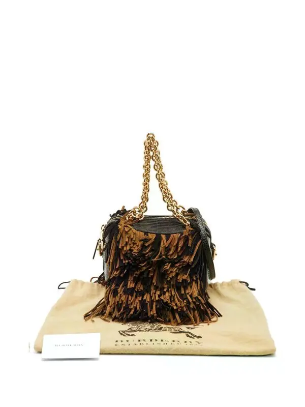 Burberry Lizard-embossed Shoulder Bag With Fringe