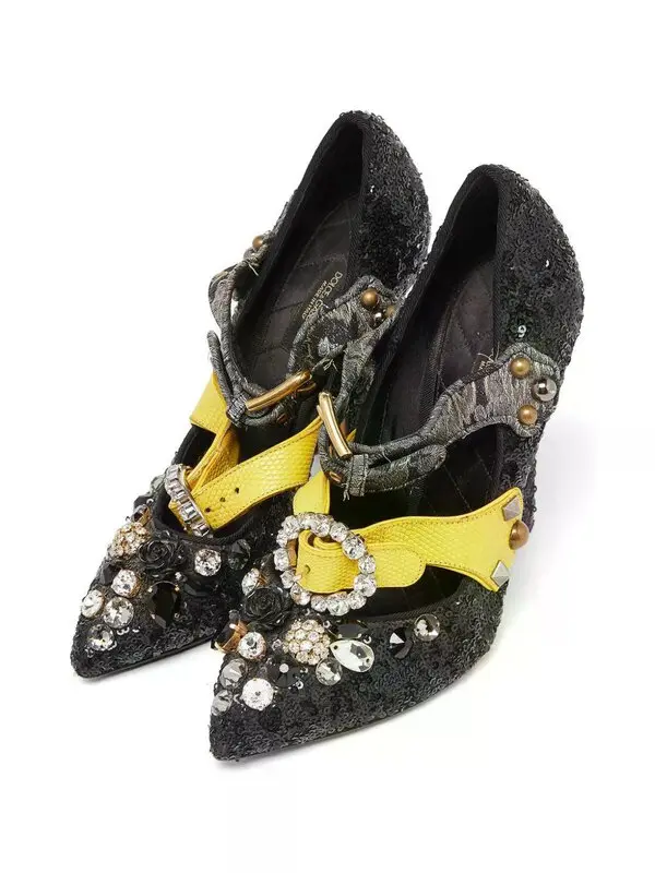 Dolce & Gabbana Sequin-embellished Mary Jane Pumps - Black