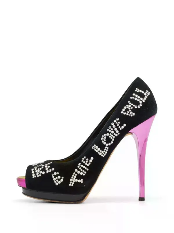 GIUSEPPE ZANOTTI Crystal-embellished Peep-toe Platform Pumps - Black