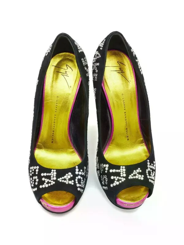 GIUSEPPE ZANOTTI Crystal-embellished Peep-toe Platform Pumps