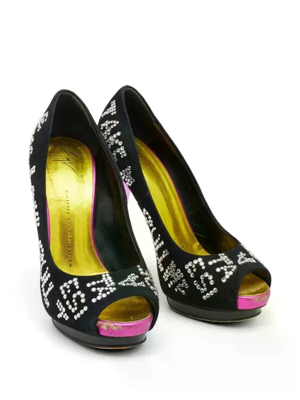 GIUSEPPE ZANOTTI Crystal-embellished Peep-toe Platform Pumps