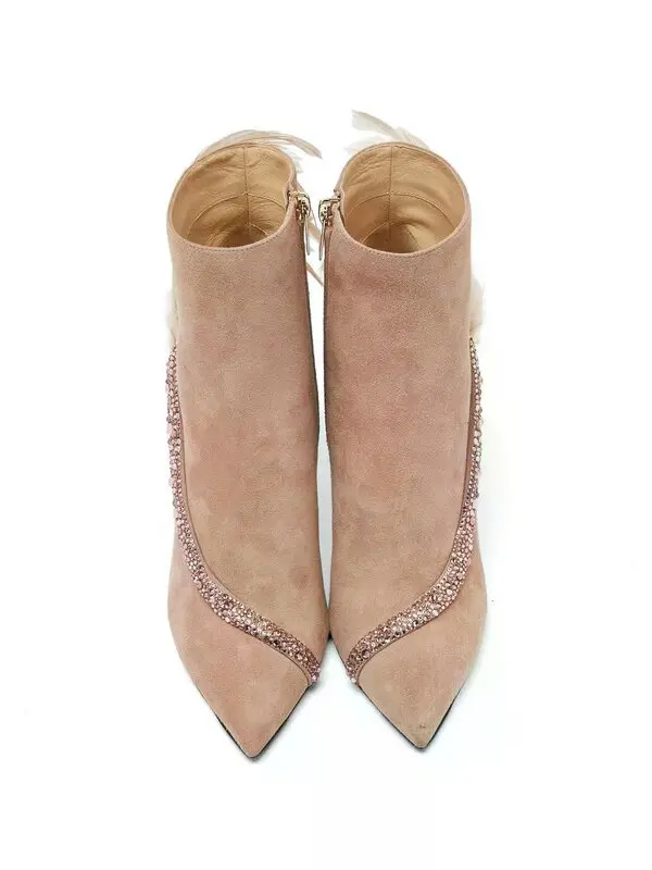 JIMMY CHOO Crystal-embellished Feather Ankle Boots