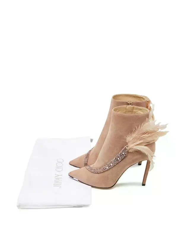 JIMMY CHOO Crystal-embellished Feather Ankle Boots