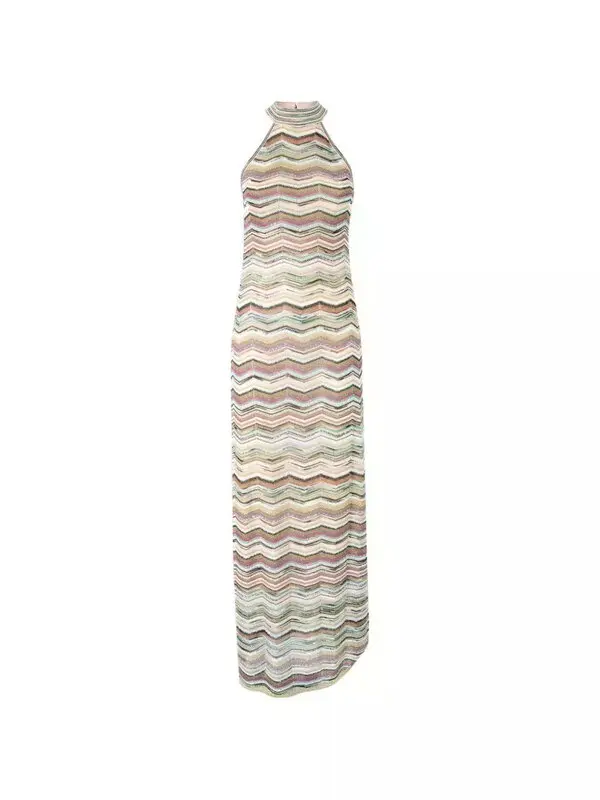 Missoni Zigzag Knit Halterneck Sequined Dress