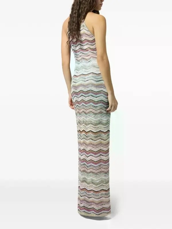 Missoni Zigzag Knit Halterneck Sequined Dress
