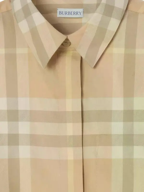 Burberry Check Cotton Twill Shirt Dress With Self-tie Belt - Neutrals