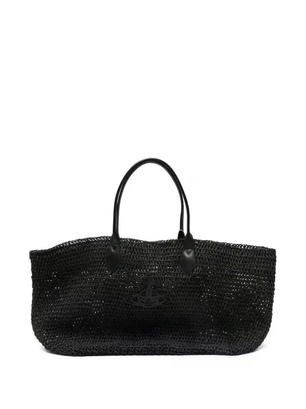 VIVIENNE WESTWOOD Alana Orb-plaque Woven Tote Bag - Black